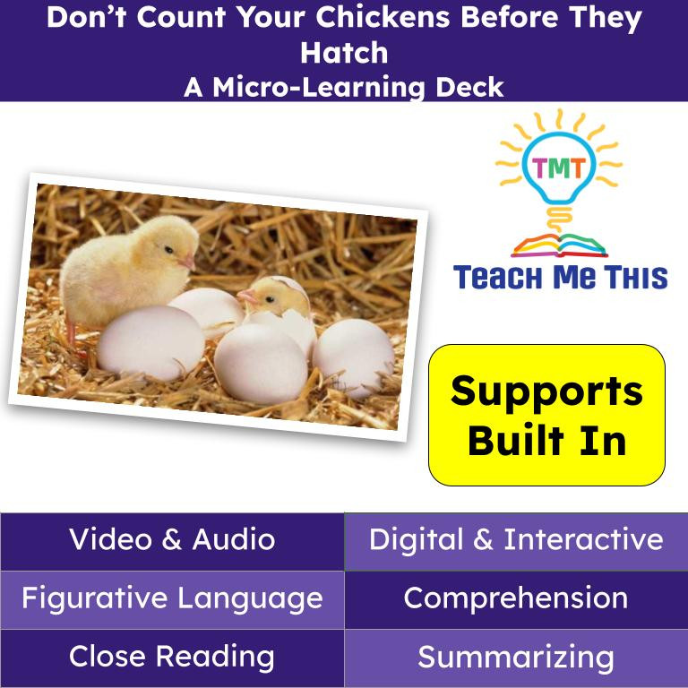 Don't Count Your Chickens Before They Hatch Figurative Language Reading ...