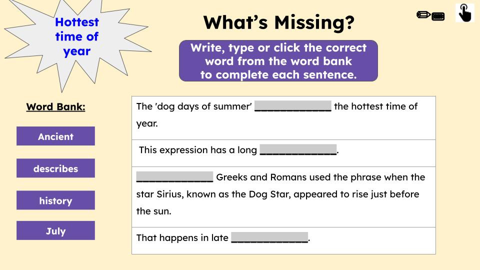 Dog Days of Summer Figurative Language Reading Passage and Activities