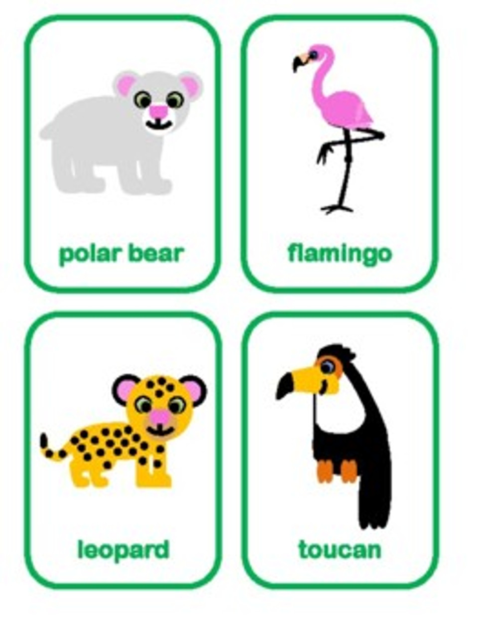 Zoo Animal Vocabulary Flash Cards for ESL