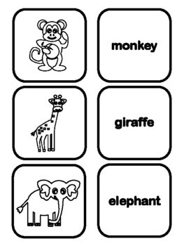 Zoo Animal Vocabulary Memory Game for ESL