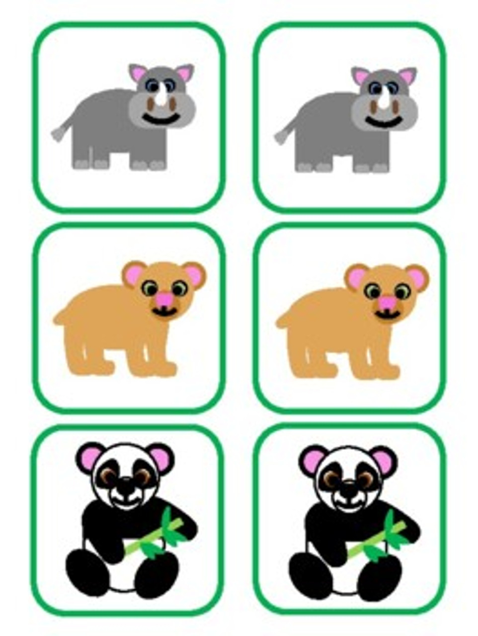 French Zoo Animal Memory Game