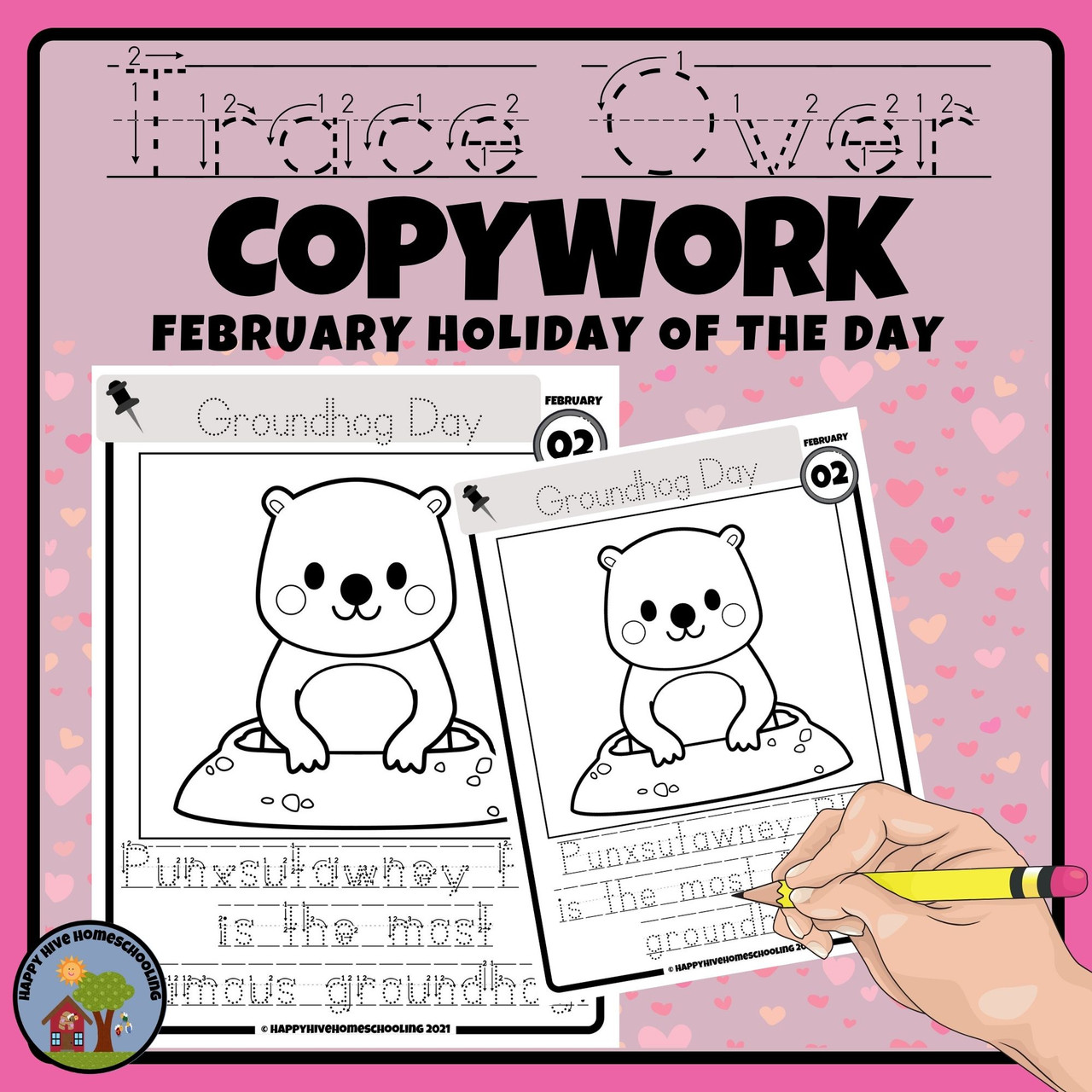February Copywork Printables - Trace Over