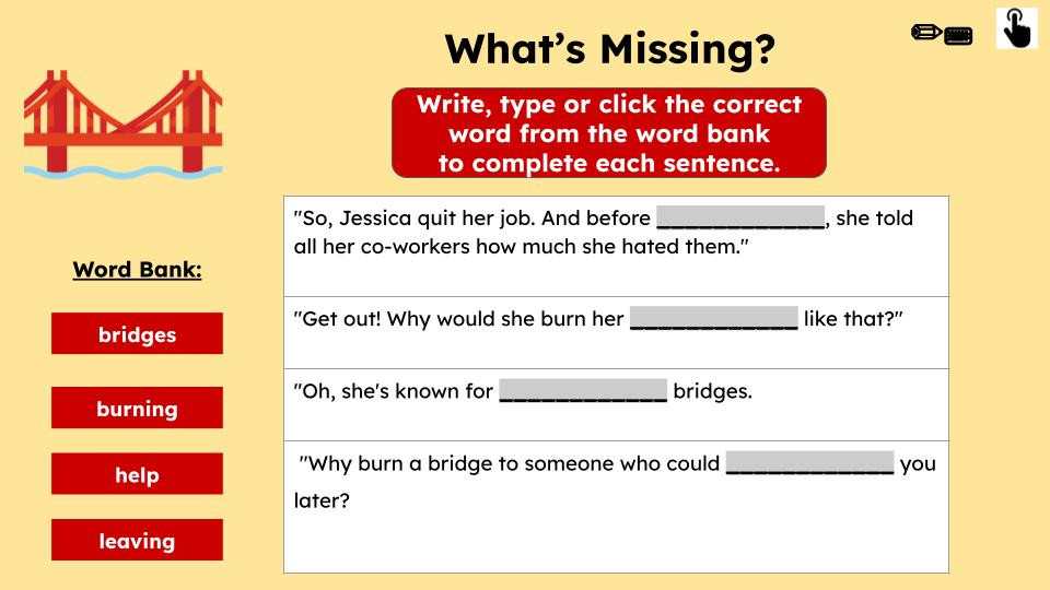 Burning Bridges Figurative Language Reading Passage and Activities