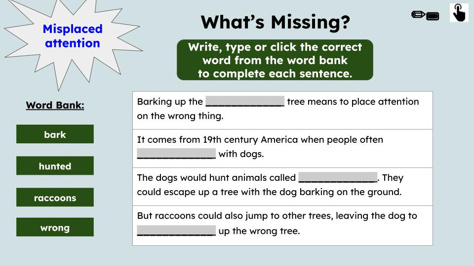 Barking Up the Wrong Tree Figurative Language Reading Passage and ...