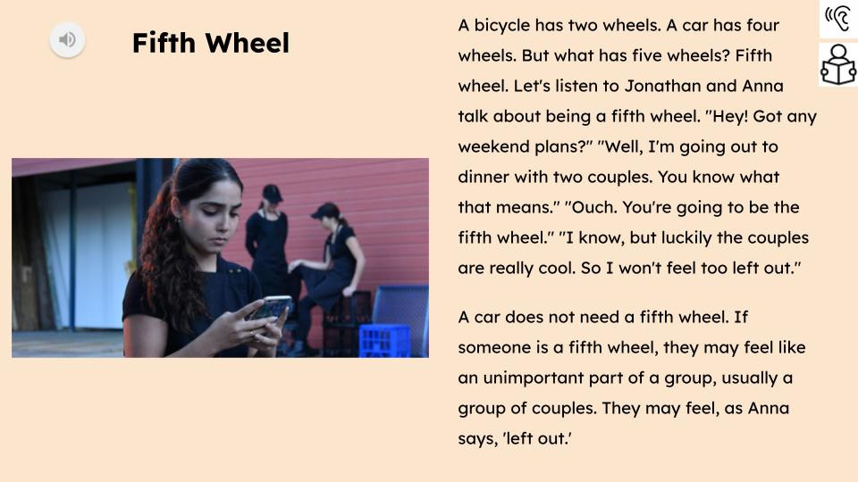 Fifth Wheel Figurative Language Reading Passage and Activities