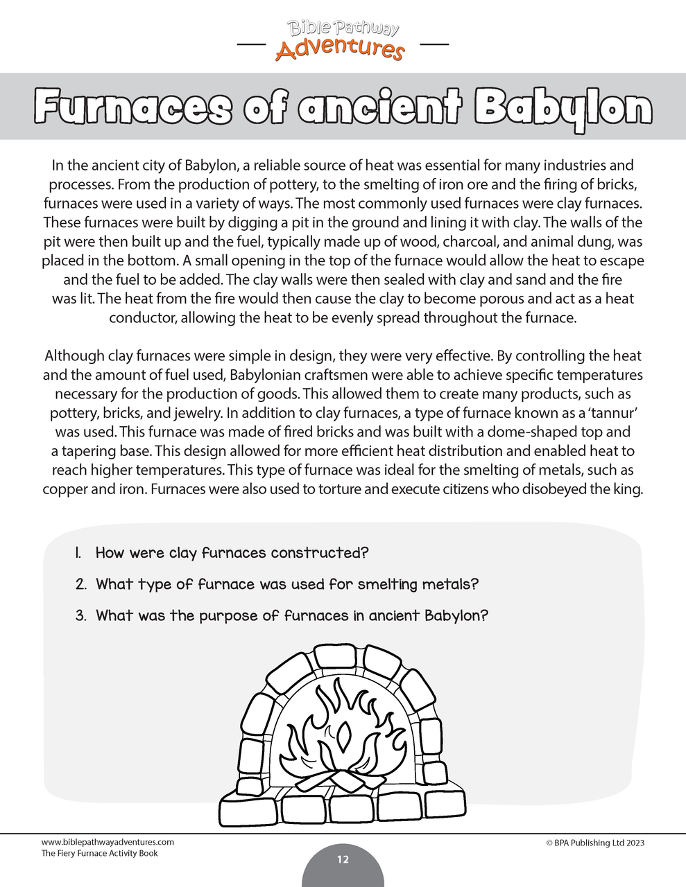 Miracles of the Bible: Fiery Furnace workbook