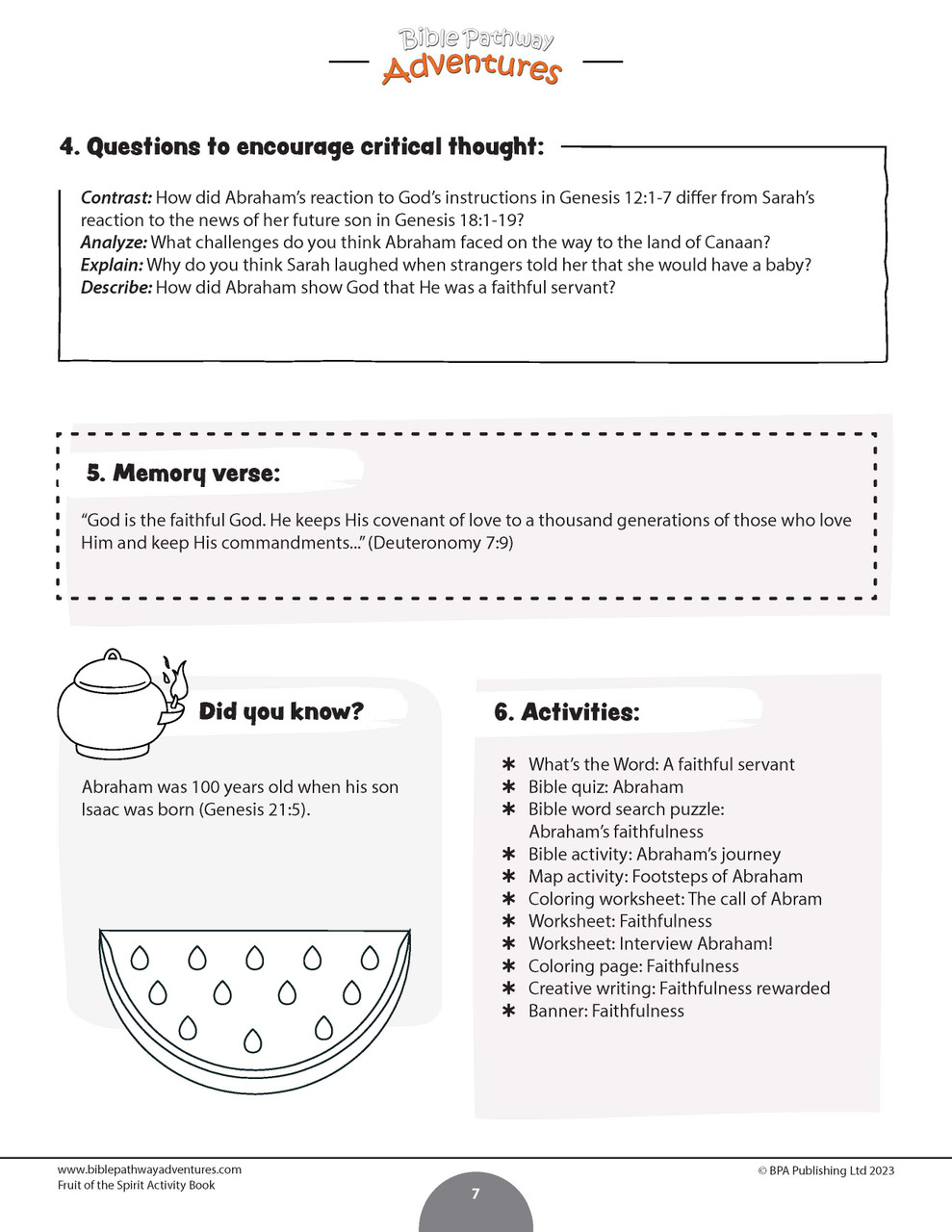 Faithfulness: Fruit of the Spirit Activity Book & Lesson Plan