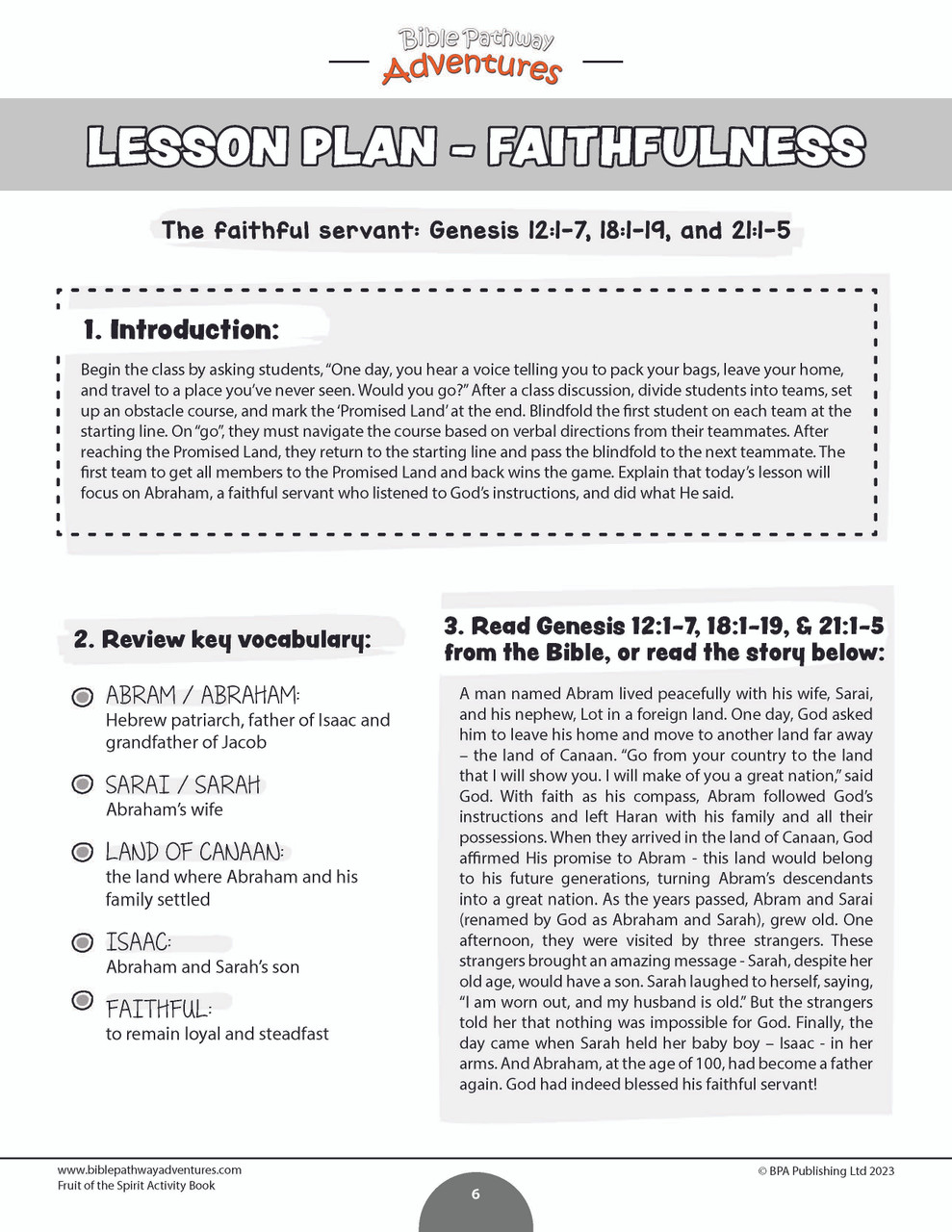 Faithfulness: Fruit of the Spirit Activity Book & Lesson Plan