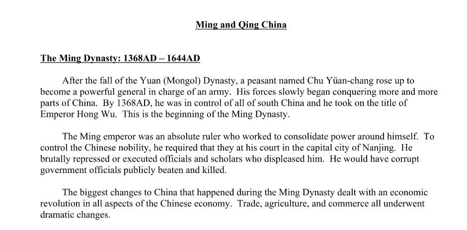 Ming and Qing Dynasties Travel Brochure Activity