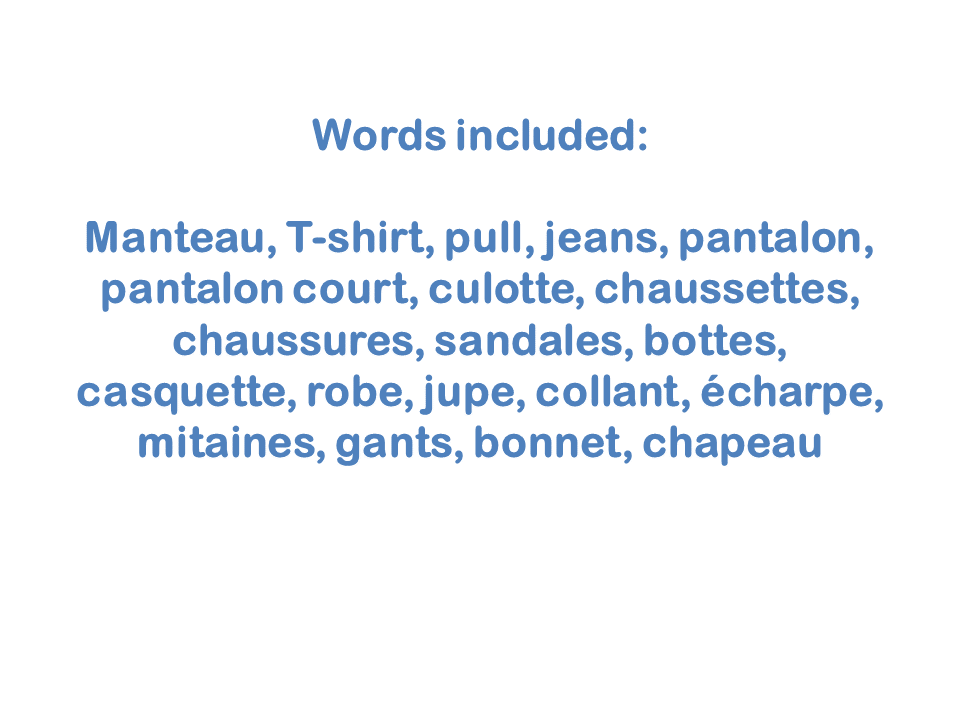 French Clothes Memory Game - Amped Up Learning