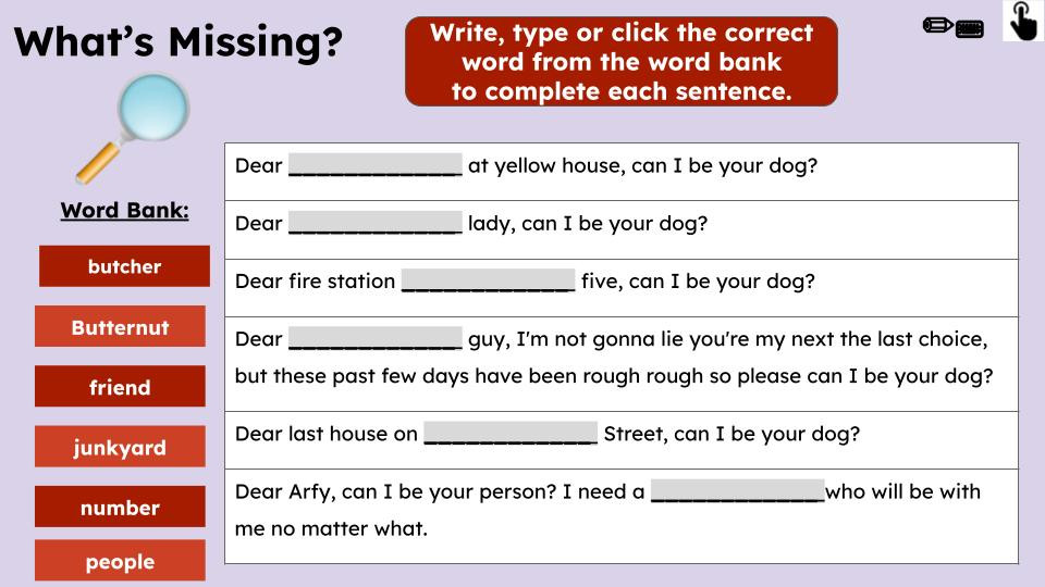 Can I Be Your Dog Read Aloud Activities