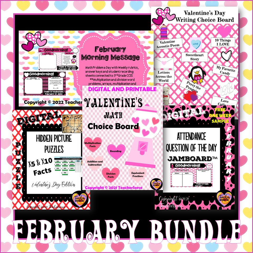 February Third Grade Bundle of Activities