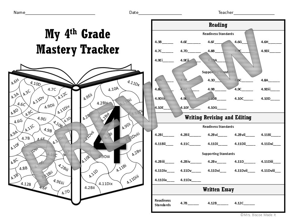 4th Grade Reading Data Tracker