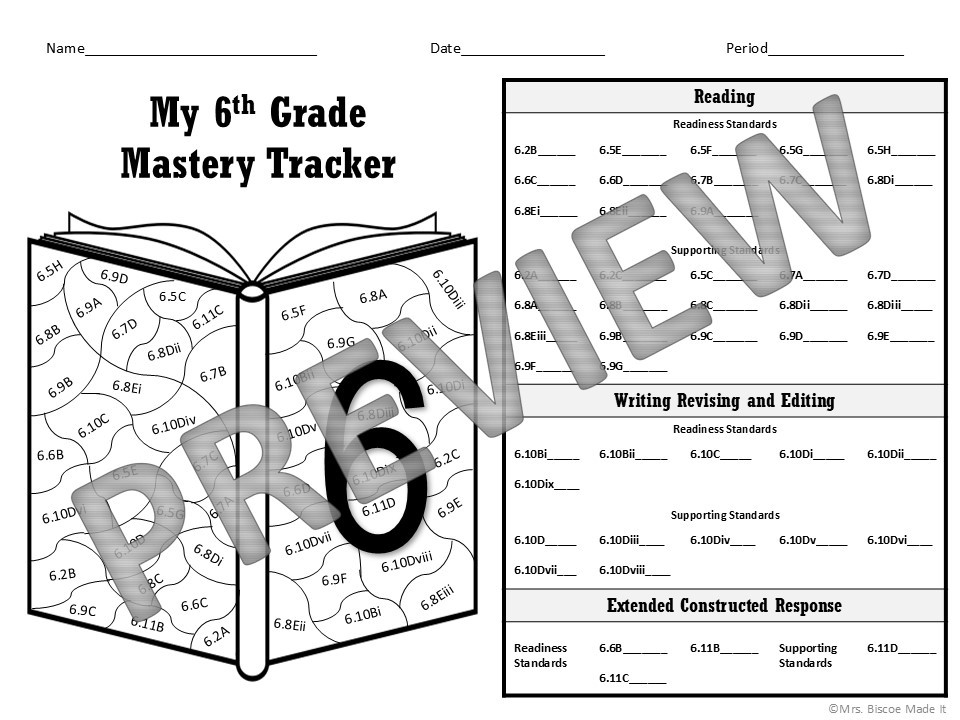 6th Grade Reading Data Tracker