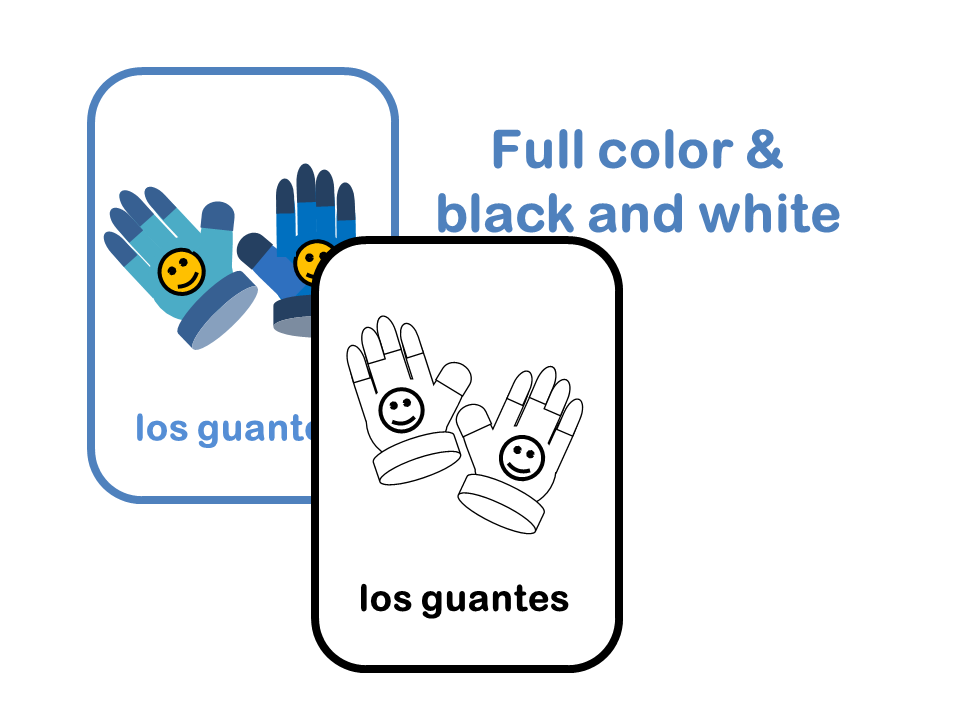 Spanish Clothes Flash Cards