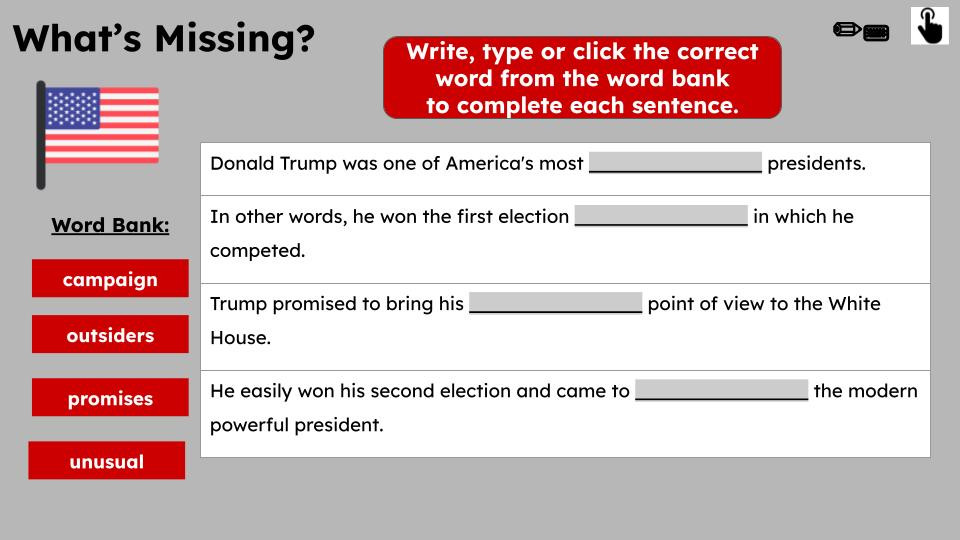 President Donald Trump Informational Text Reading Passage and Activities