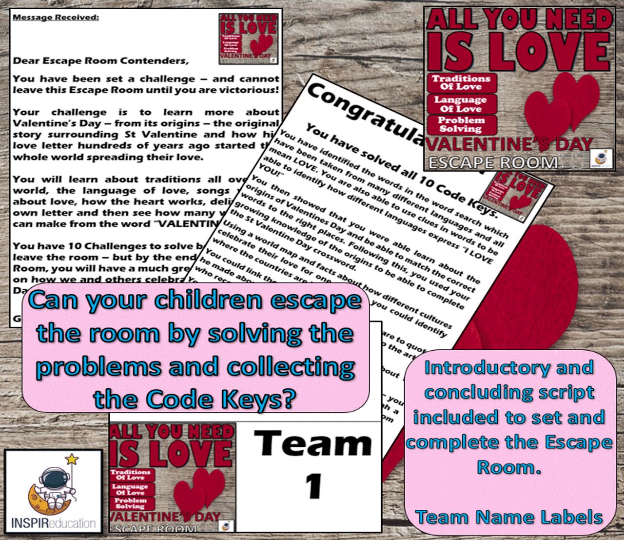 Valentine's Day ESCAPE ROOM: 10 Challenges, Resources and Answer Key