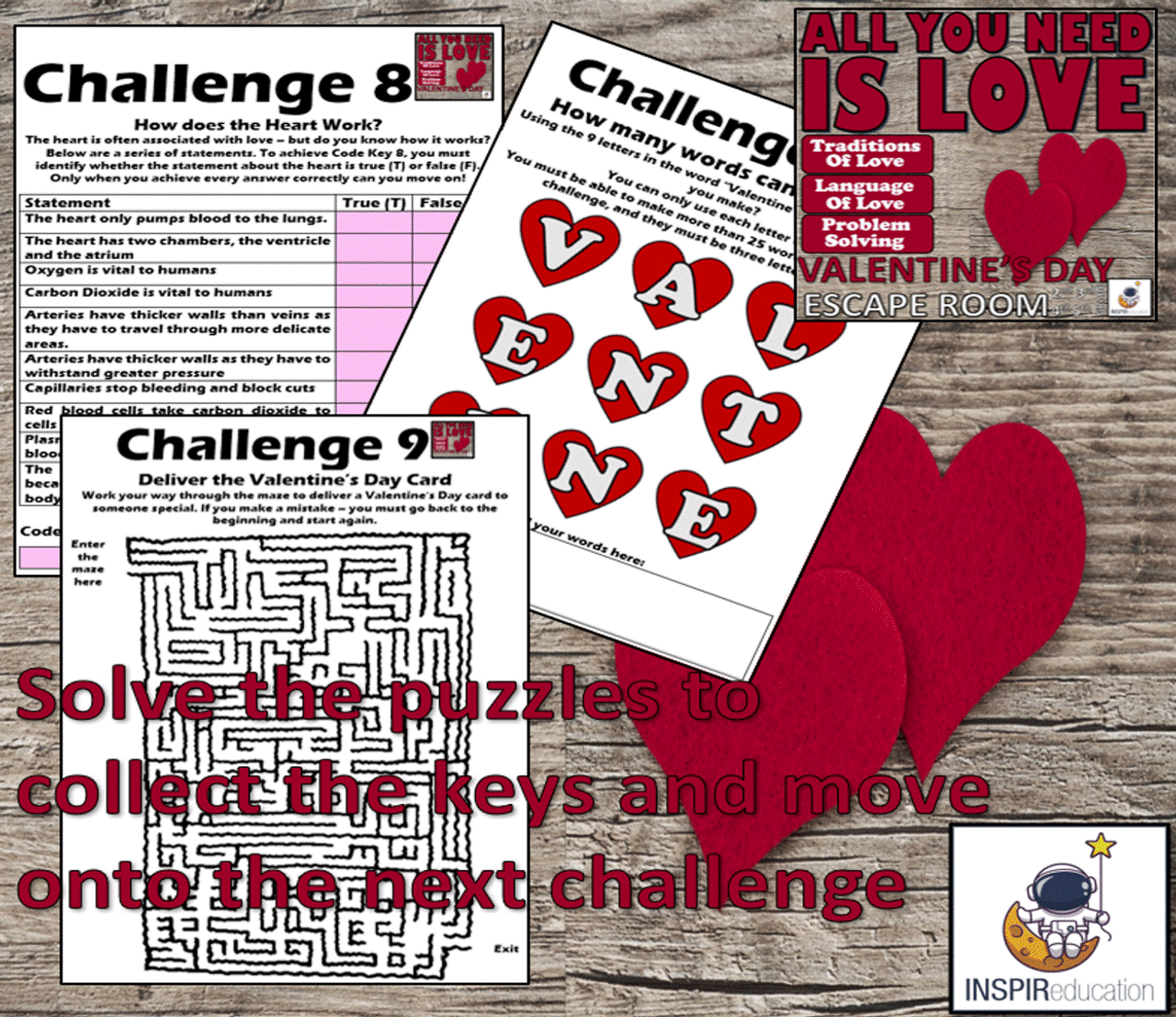 Valentine's Day ESCAPE ROOM: 10 Challenges, Resources and Answer Key