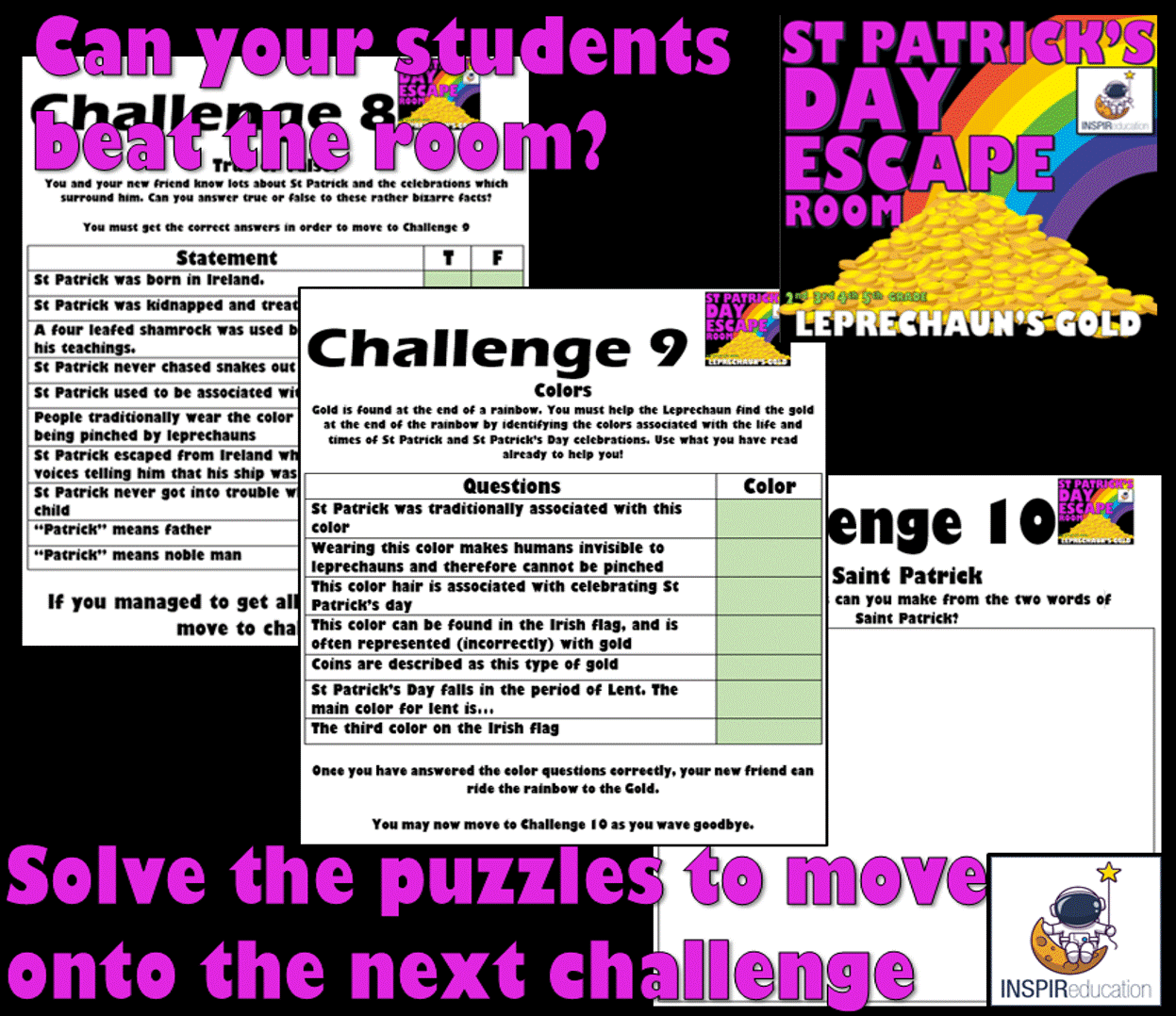 St Patrick's Day: ESCAPE ROOM - 10 Challenges, Answer Key, All ...