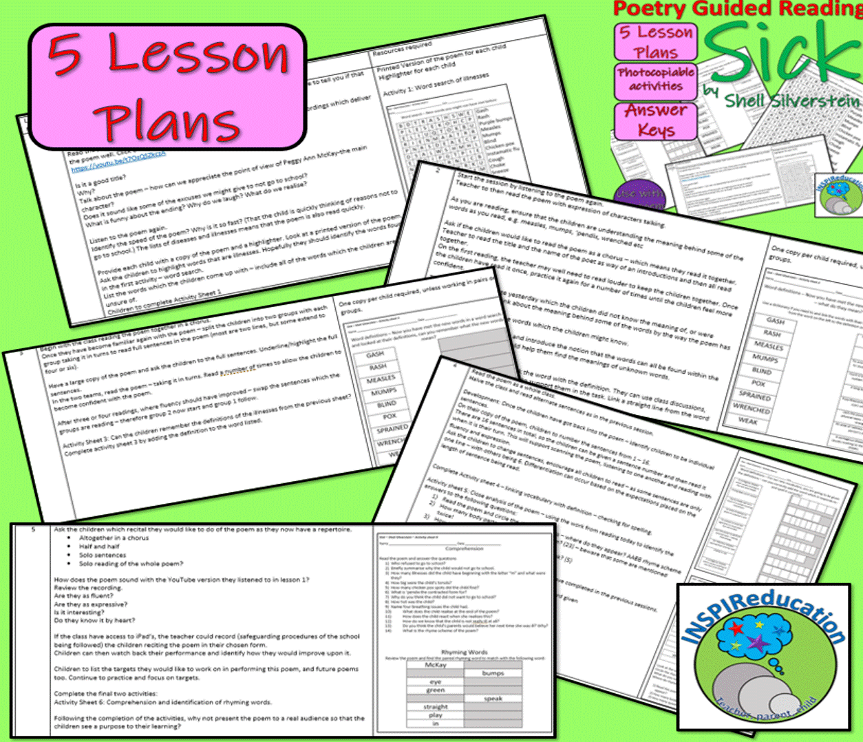 Guided Reading Poetry Bundle: SHELL SILVERSTEIN (Vol 3) Question Sets ...