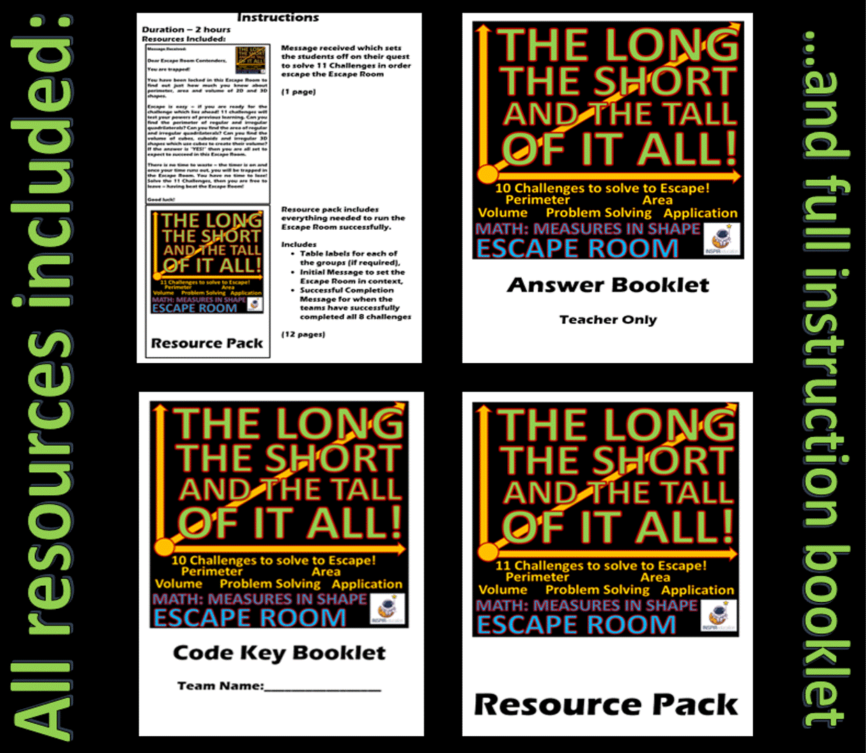 ESCAPE ROOM: MATH Perimeter, Area and Volume - Simple and Compound ...