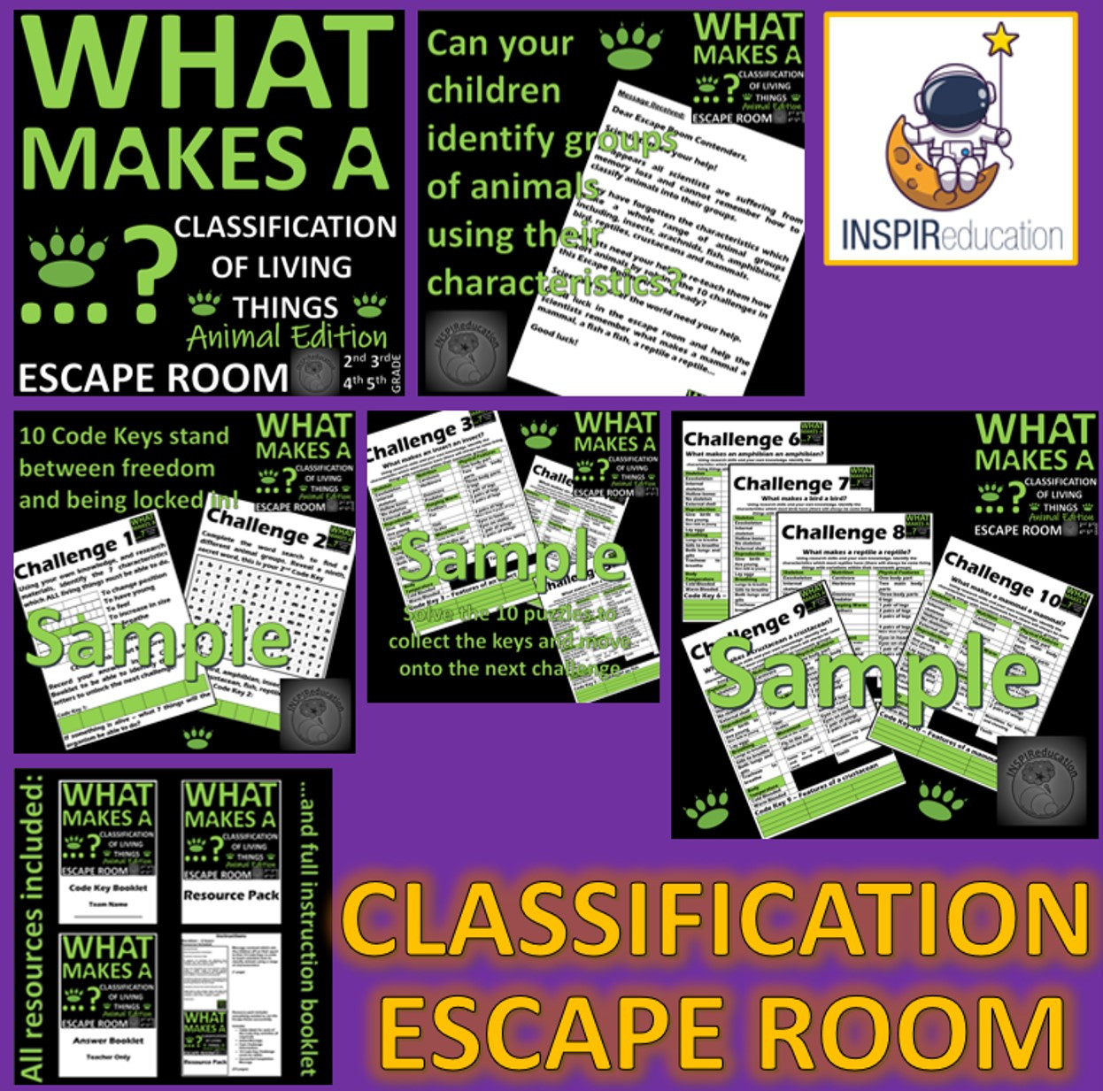 Classification of Animals: BUNDLE - Escape Room, Posters, Games - Amped ...
