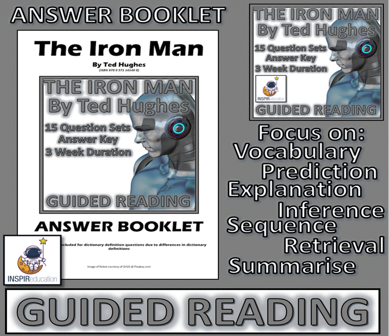 GUIDED READING: The Iron Man by Ted Hughes, Question Sets and Answer ...