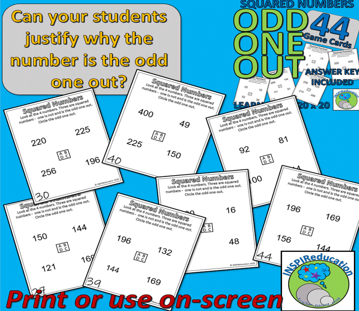MATH GAME BUNDLE: Odd One Out - Number, 2D Shape, 3D Shape, Prime ...