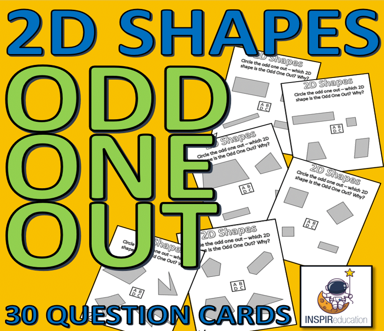 MATH: 2D SHAPE - Odd One Out Game: Properties of Shape - 30 Game cards ...