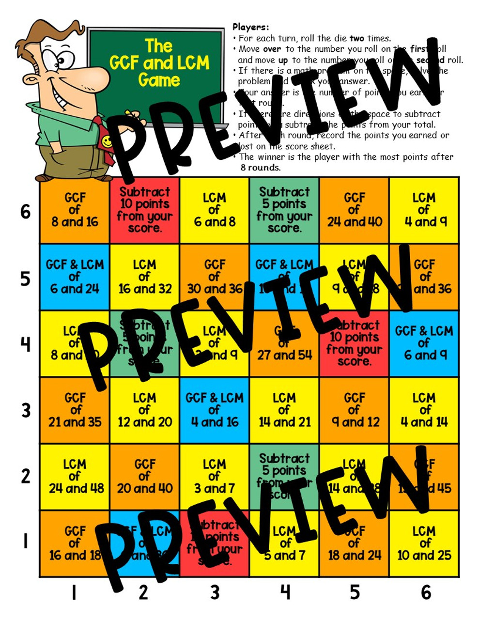 GCF and LCM Worksheets and Game - The Ladder Method - Amped Up Learning