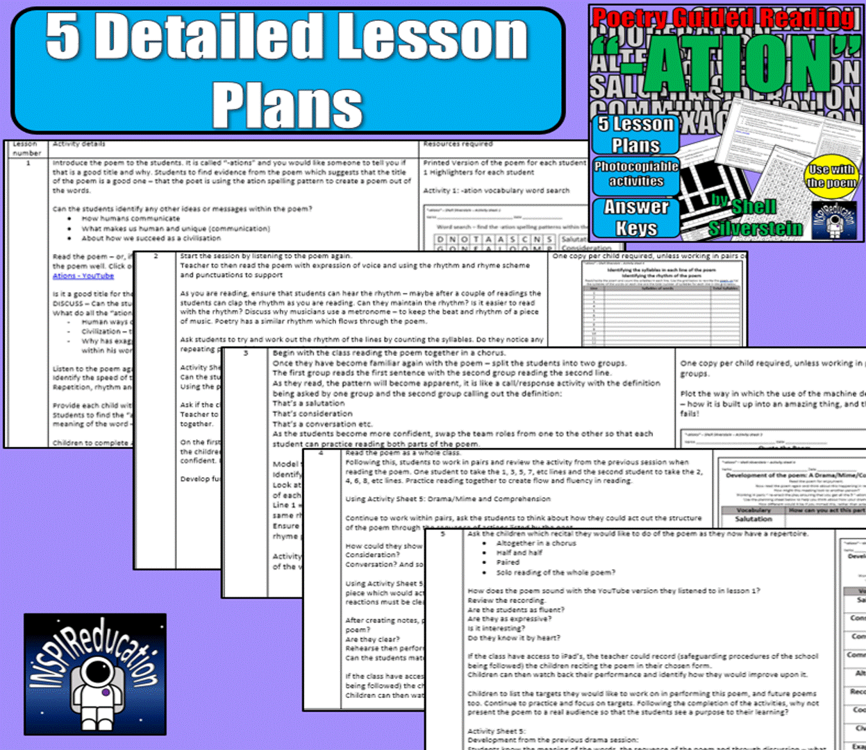 GUIDED READING POETRY: Shell Silverstein - ATIONS - Lesson Plans and ...