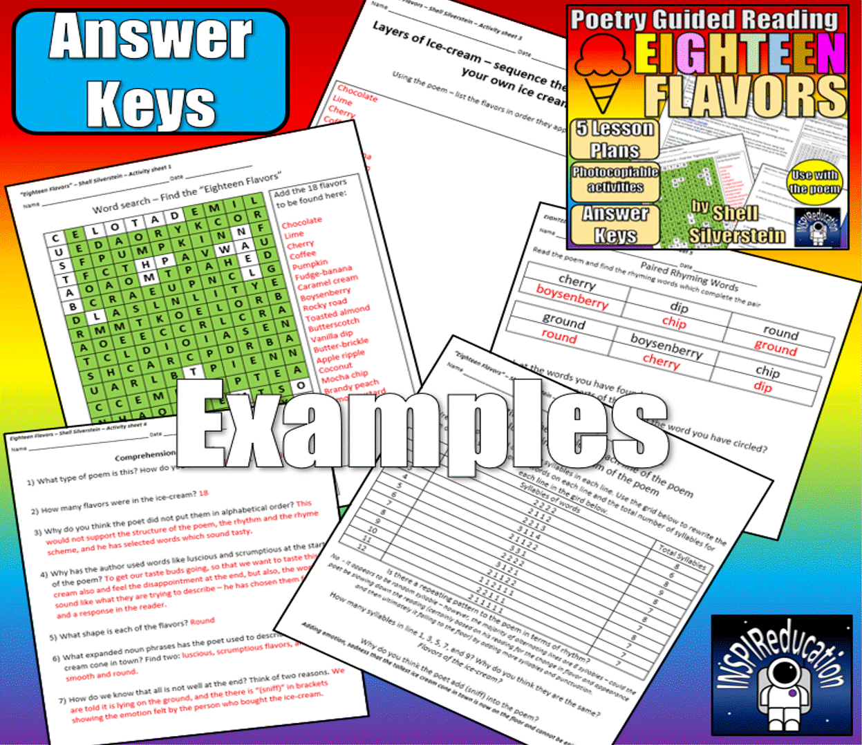 GUIDED READING POETRY: Shell Silverstein - Eighteen Flavors (Lesson ...