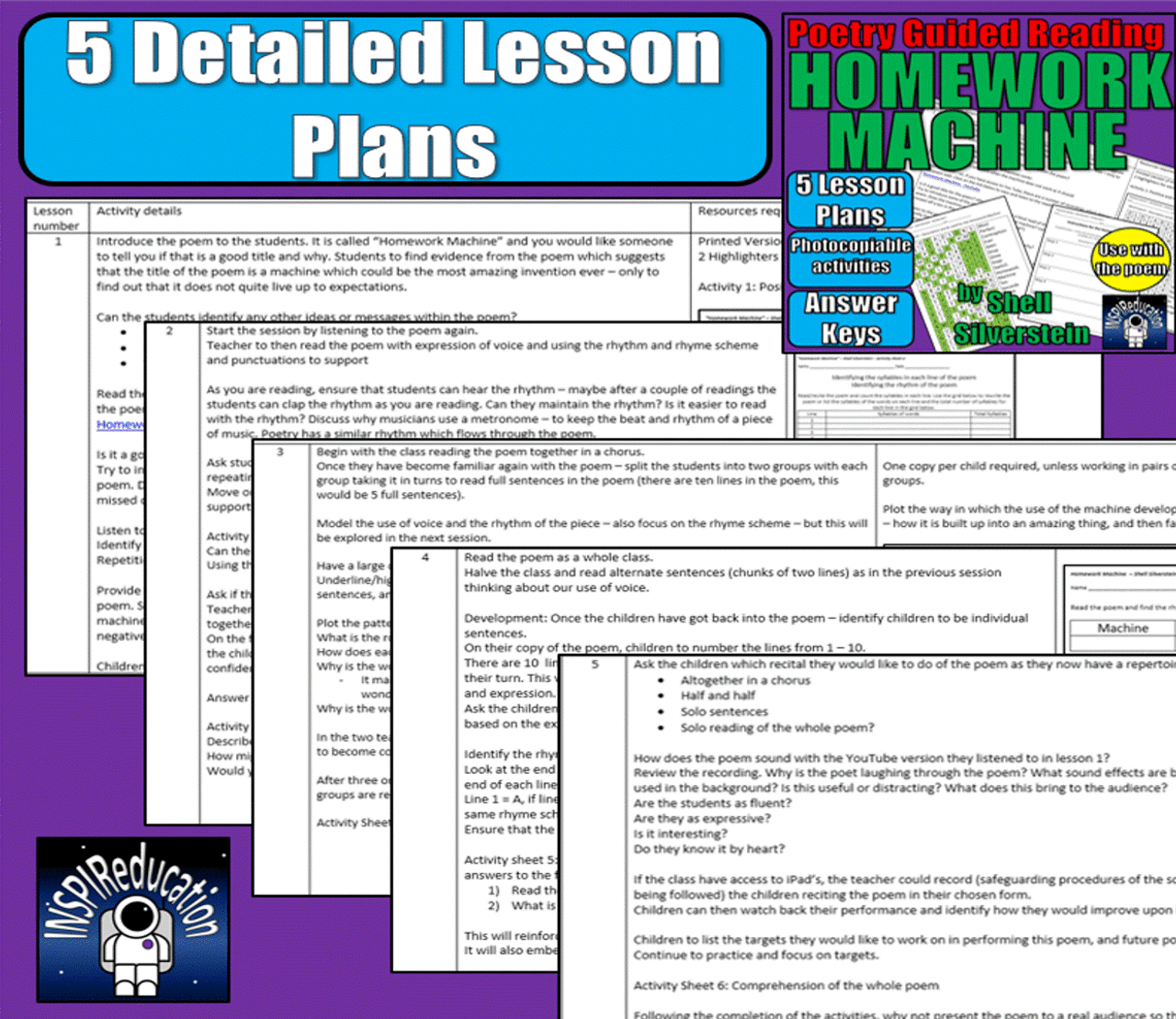 GUIDED READING POETRY BUNDLE: Shell Silverstein, 8 Poems, Lesson Plans ...