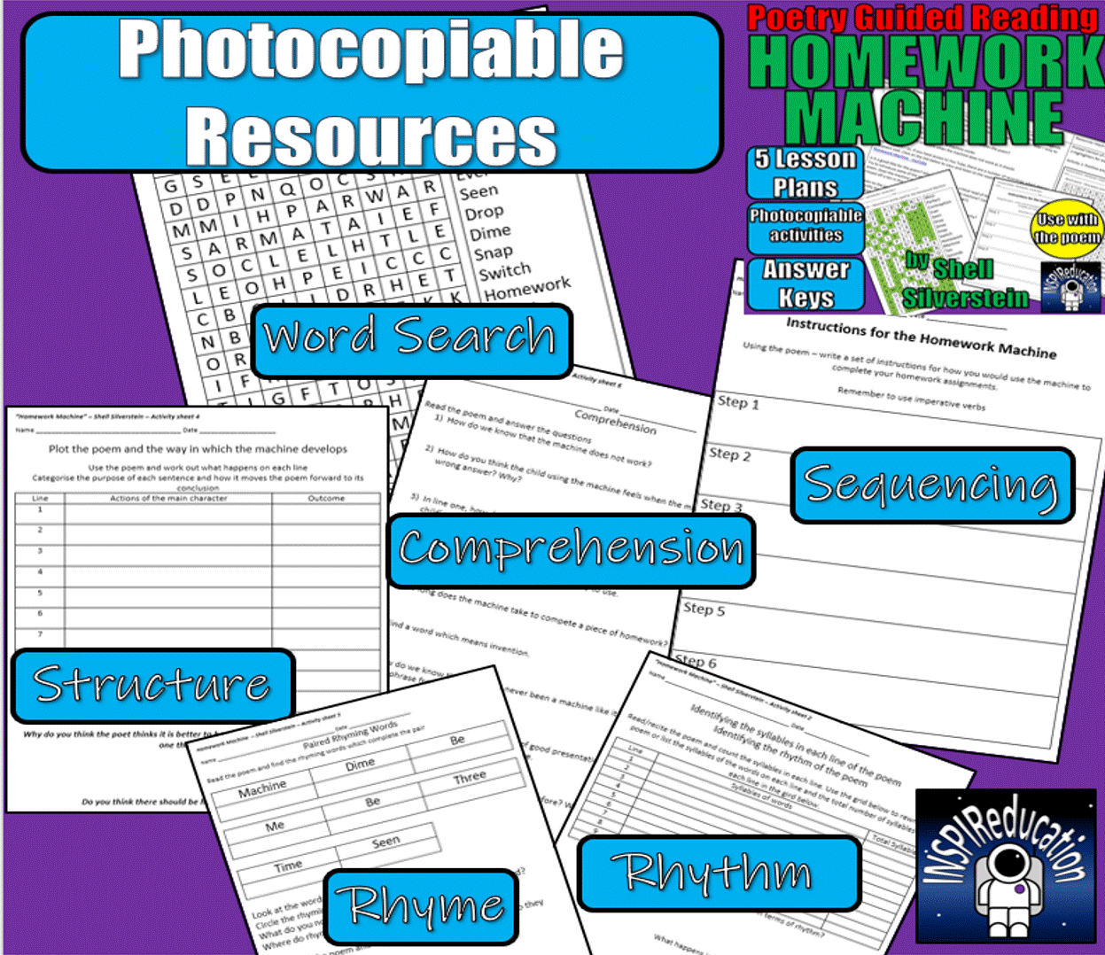 GUIDED READING POETRY BUNDLE: Shell Silverstein, 8 Poems, Lesson Plans ...