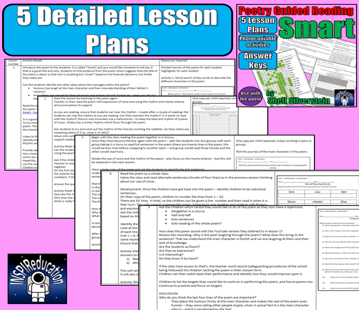 GUIDED READING POETRY BUNDLE: Shell Silverstein, 8 Poetry Plans ...