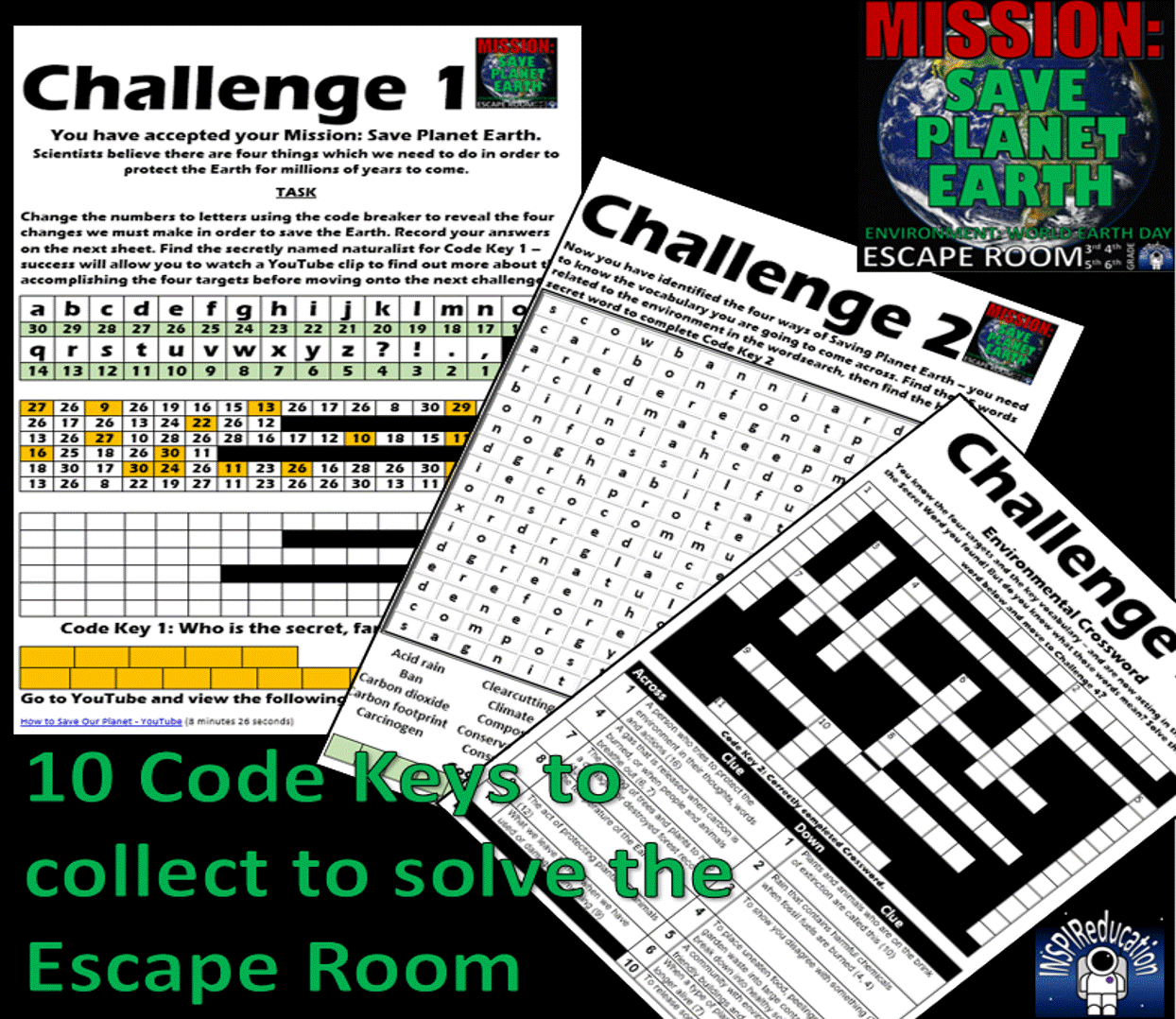 ESCAPE ROOM: EARTH DAY - Environmental Issues, 10 Challenges, Resources ...