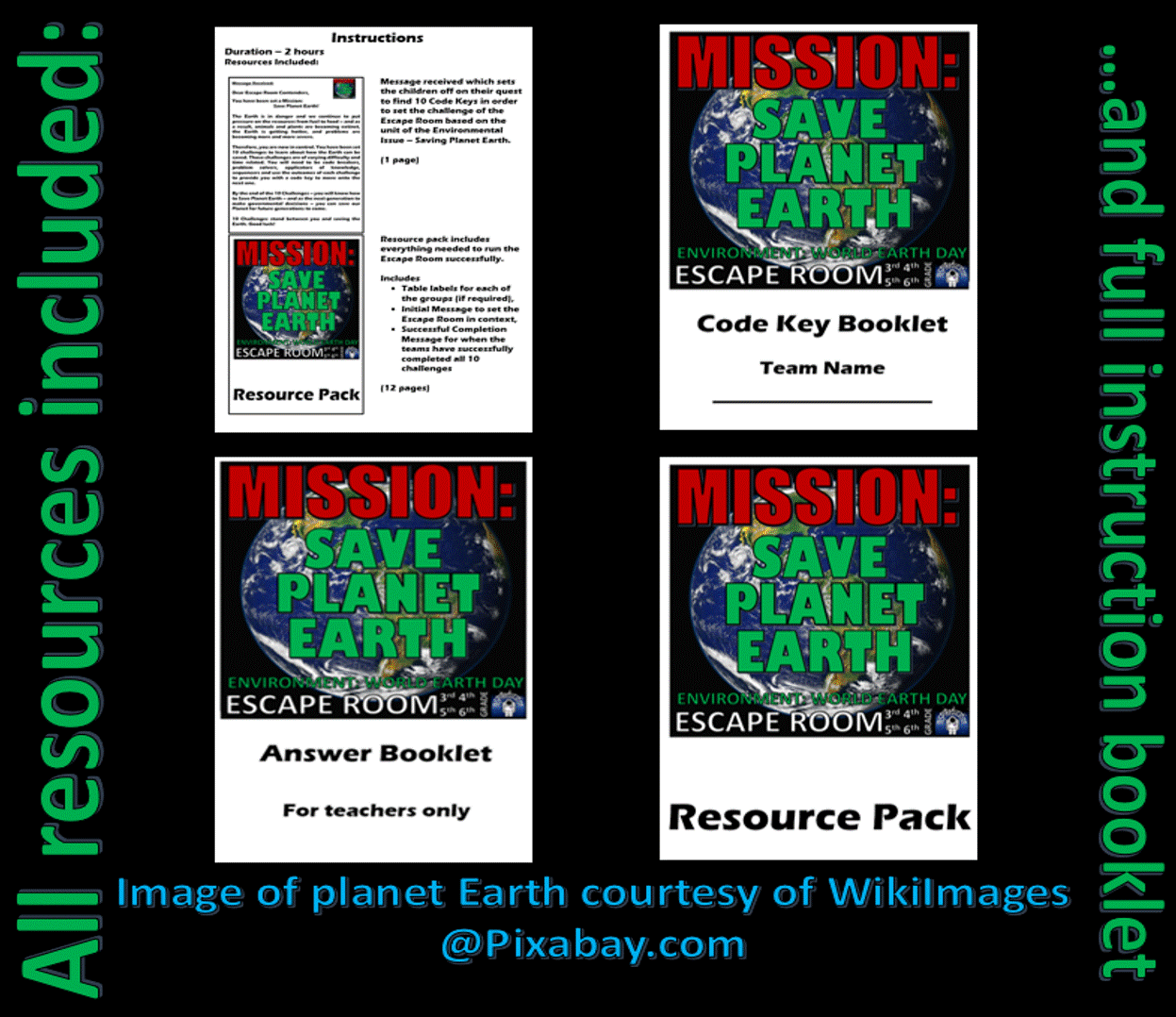 ESCAPE ROOM: EARTH DAY - Environmental Issues, 10 Challenges, Resources ...