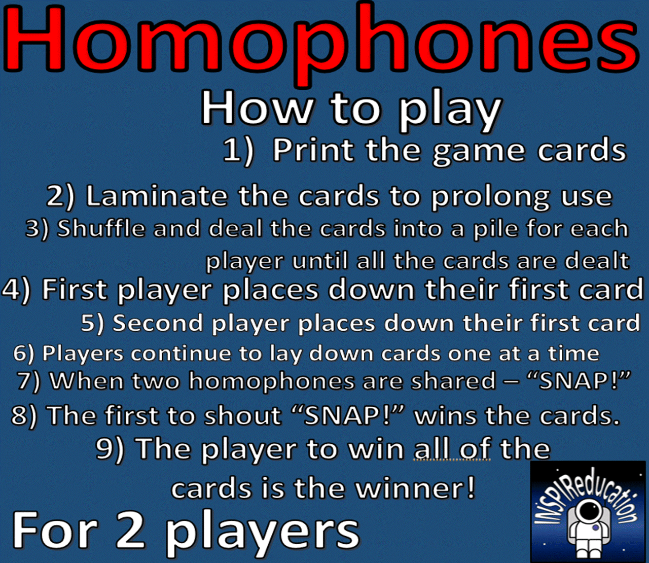 ELA HOMOPHONE BUNDLE: 3 Activities - Flashcards, Snap Card Game ...