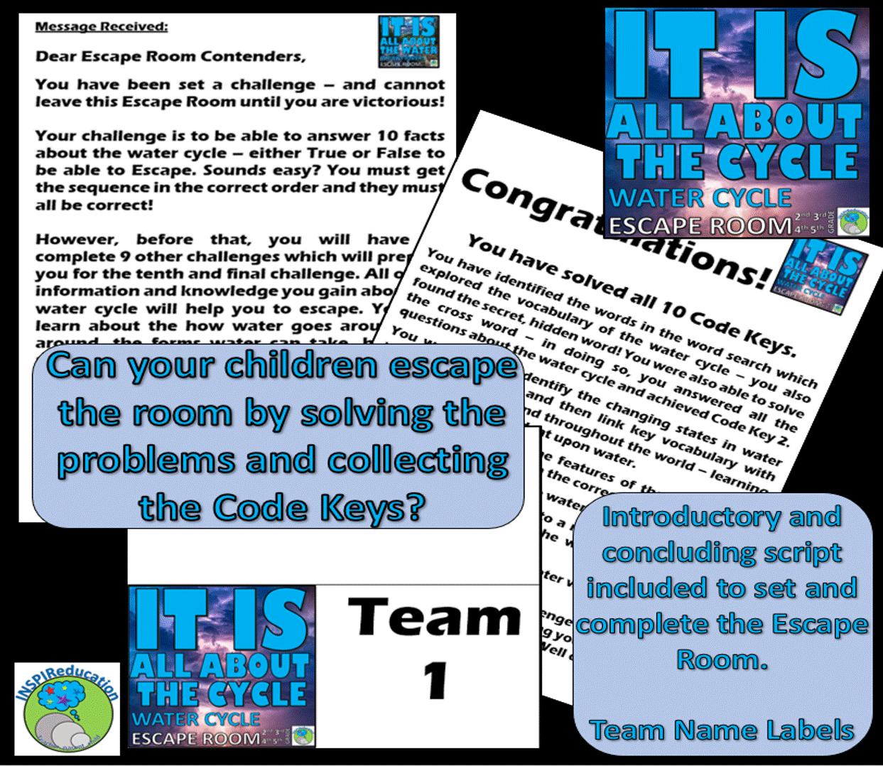 GEOGRAPHY ESCAPE ROOM: Water Cycle - 10 Challenges, Resources and ...