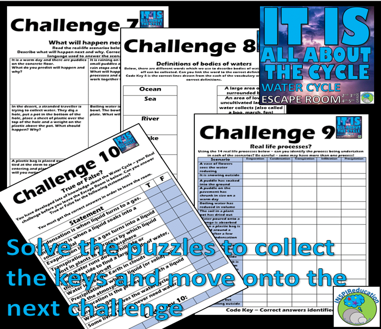 GEOGRAPHY ESCAPE ROOM: Water Cycle - 10 Challenges, Resources and ...