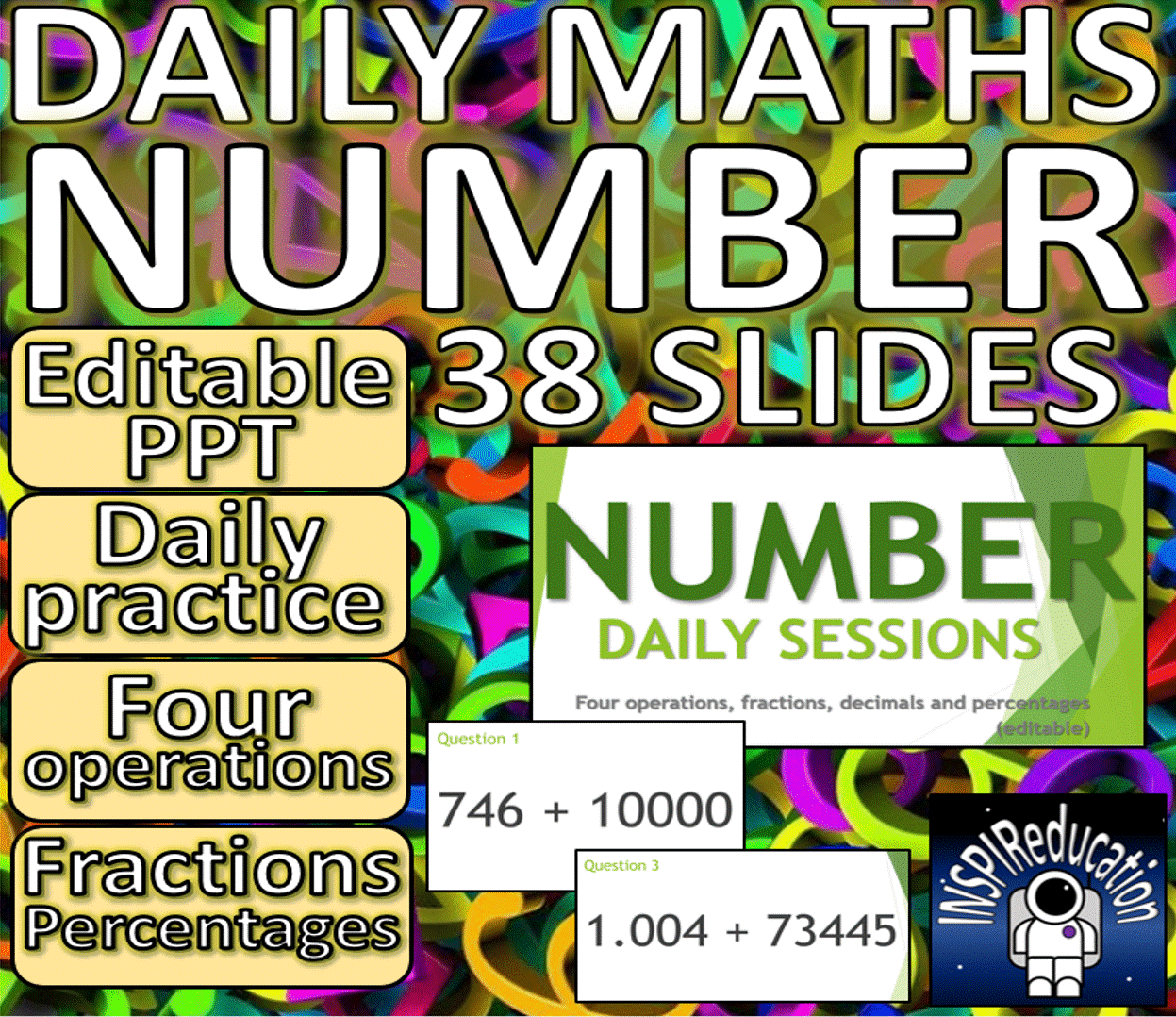 MATH: Daily Practice PPT - Number, Fractions and Percentages, Editable ...