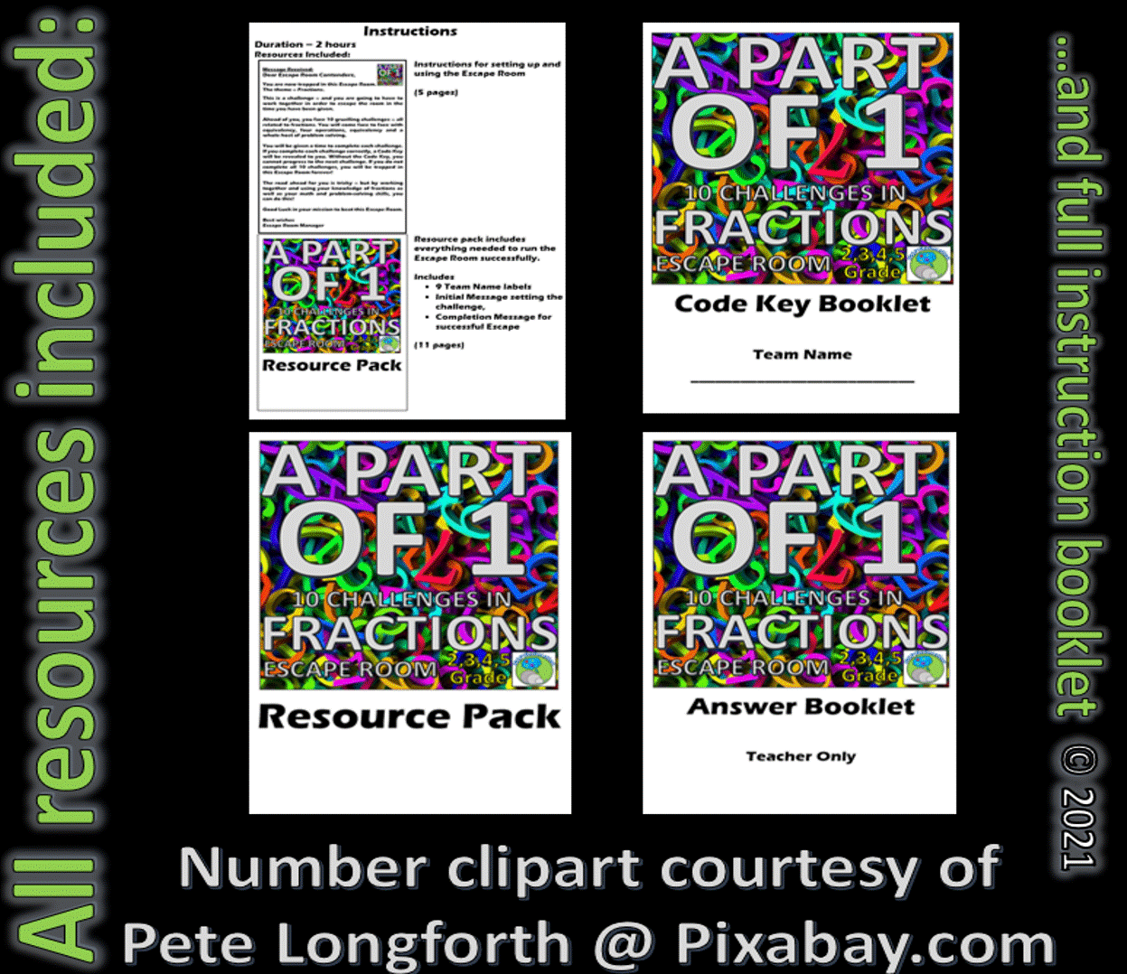 MATH ESCAPE ROOM: Fractions - 10 Challenges, Answer Key, Resources ...