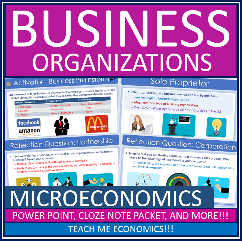 Business Organizations Power Point and Cloze Notes Packet + Google ...