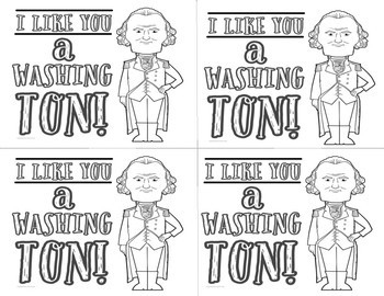 George Washington Historical Valentine's Day Cards I Like You a WashingTON
