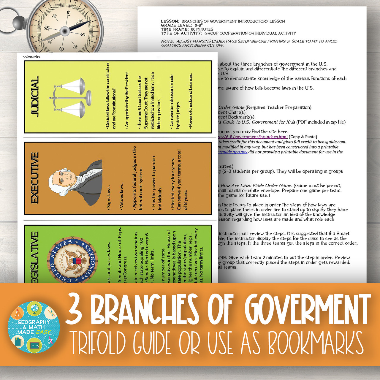 Branches of Government for the Middle School Social Studies Classroom