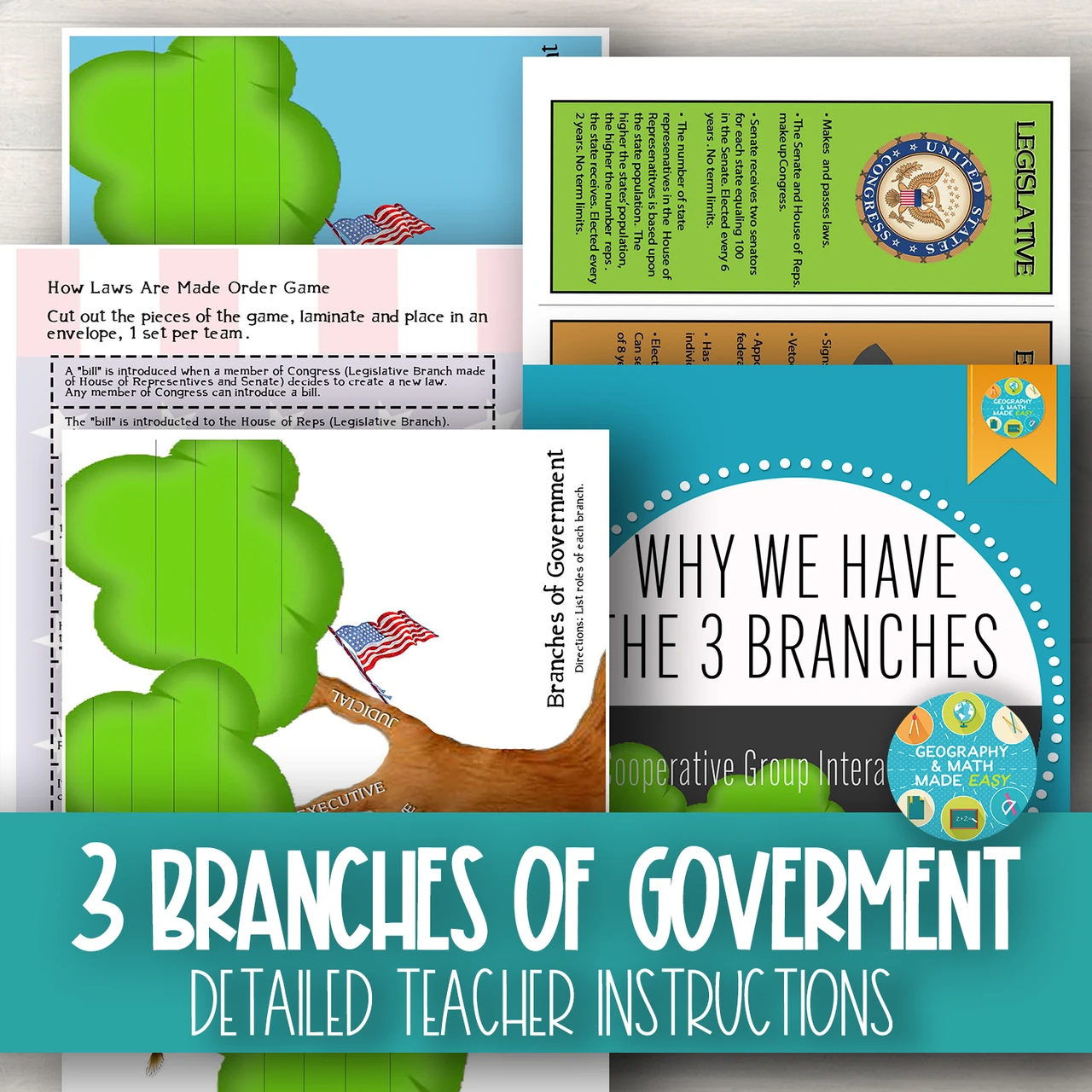 Branches of Government for the Middle School Social Studies Classroom