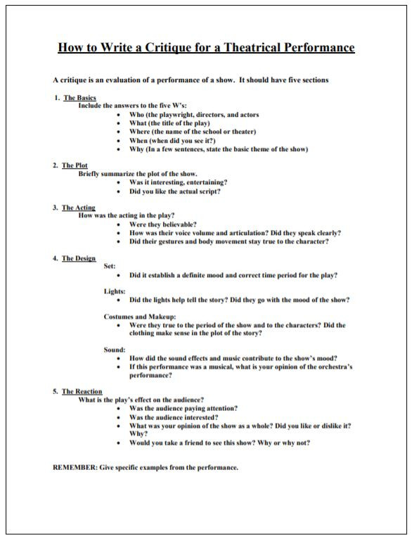 Modified Theater Critique for Visual and Performing Arts - PowerPoint ...
