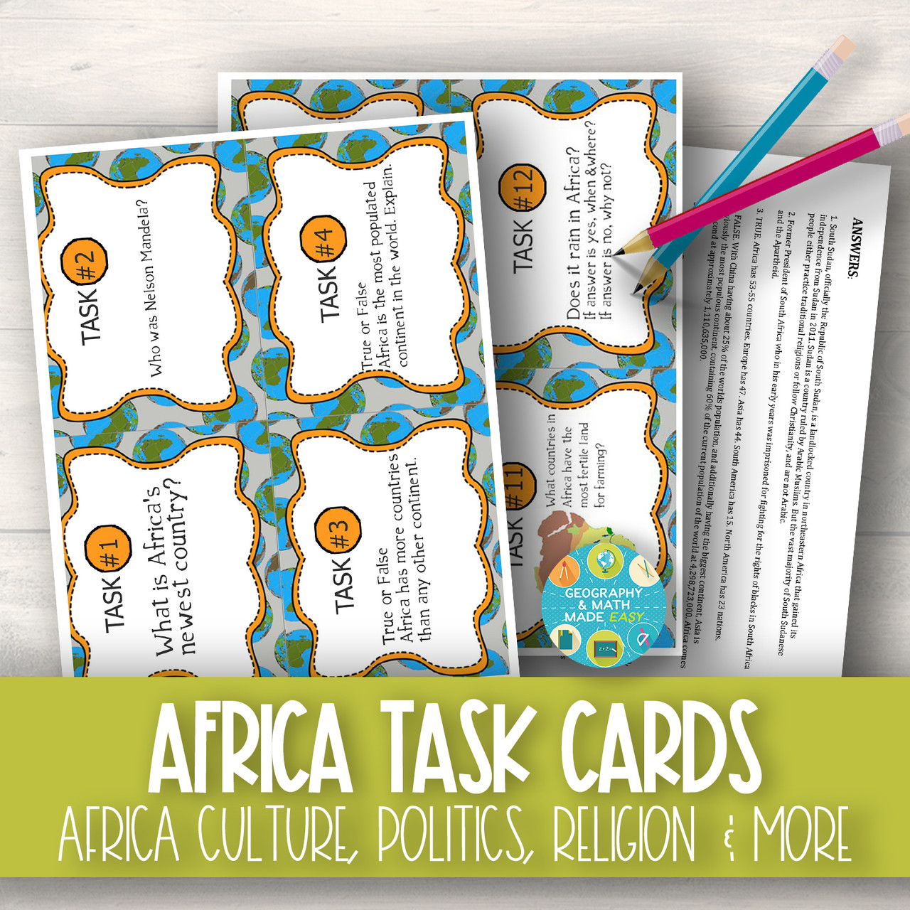 Geography, Africa Task Cards