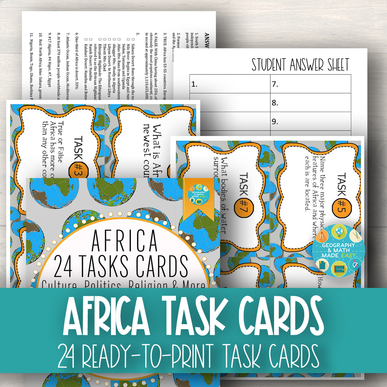 Geography, Africa Task Cards