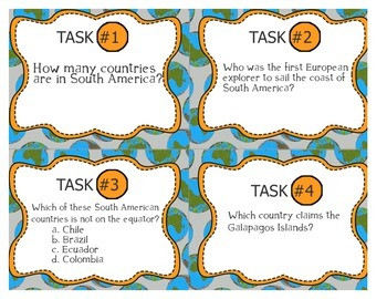 Geography, South America Task Cards